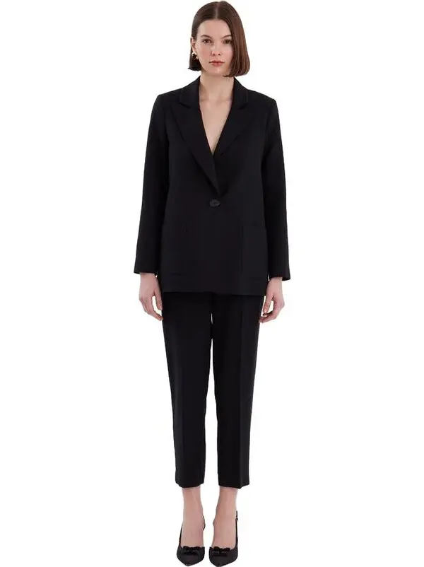 GIZIA Jacket And Carrot-leg Pants Set - Black