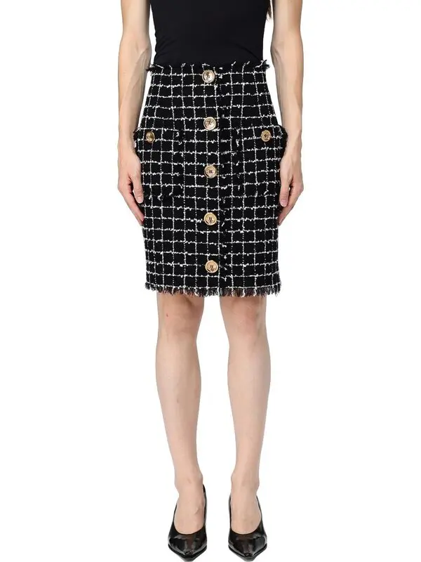 Balmain Checked Skirt - Black