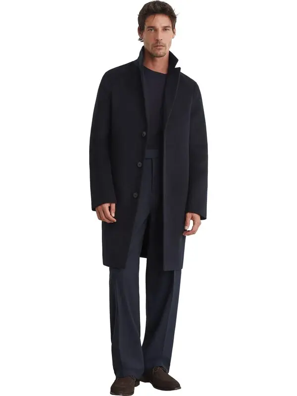 REISS Knight Wool-blend Single-breasted Coat - Navy