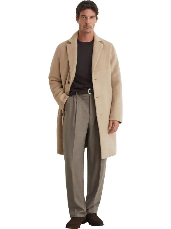 REISS Knight Wool-blend Single-breasted Coat - Oatmeal