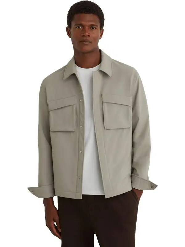 REISS Divide Technical Twin-pocket Overshirt - Stone