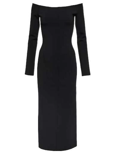 Galvan Aphrodite Off-shoulder Long-sleeve Midi Dress - Black