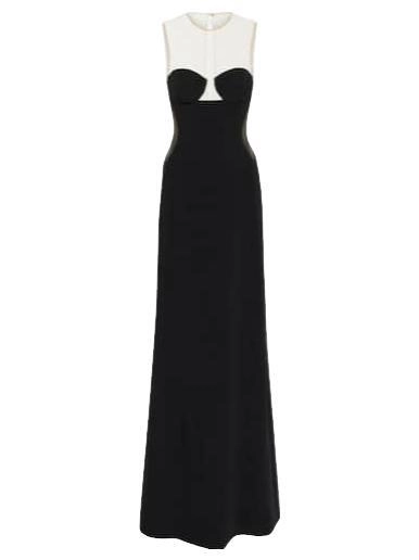 Stella McCartney Mesh-paneled Crepe Gown - Black