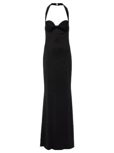 Galvan Halter Neck Maxi Dress - Black