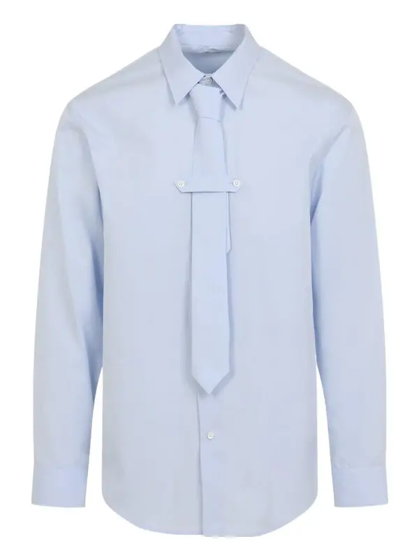 Dries Van Noten Long Sleeve Tie Buttoned Shirt - Blue