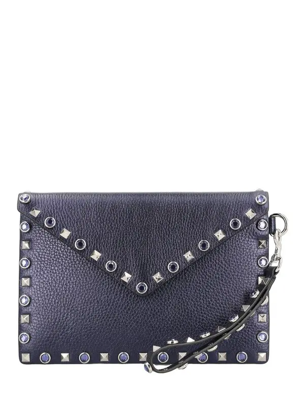 Valentino Garavani Flip-top Clutch With Stud Embellishments - Black