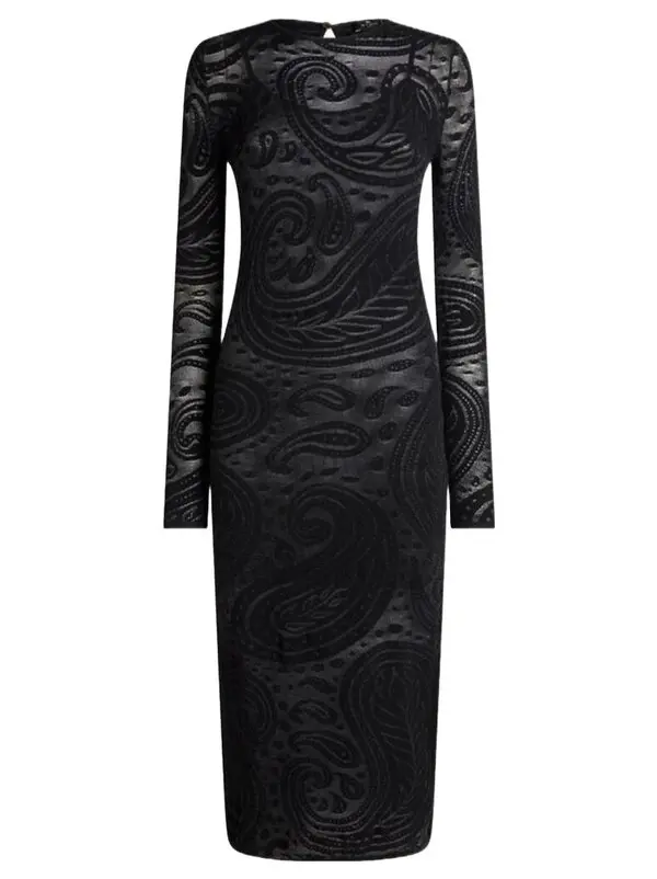 Etro Long Sleeve Printed Dress - Black