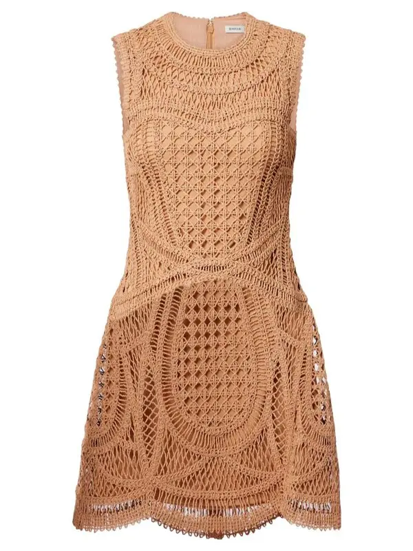 Simkhai Round Neck Sleeveless Crochet Dress - Nude