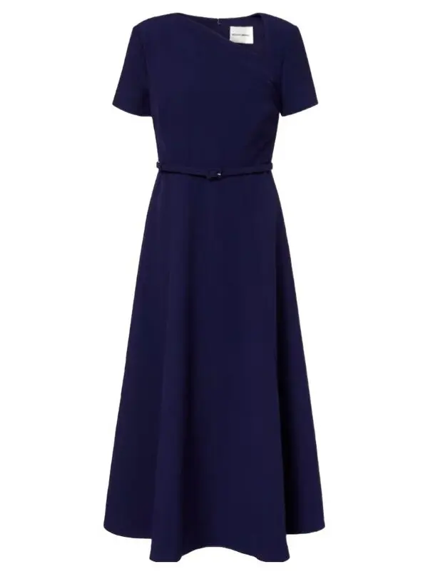 Roland Mouret Asymmetrical Belted Crêpe Midi Dress - Black