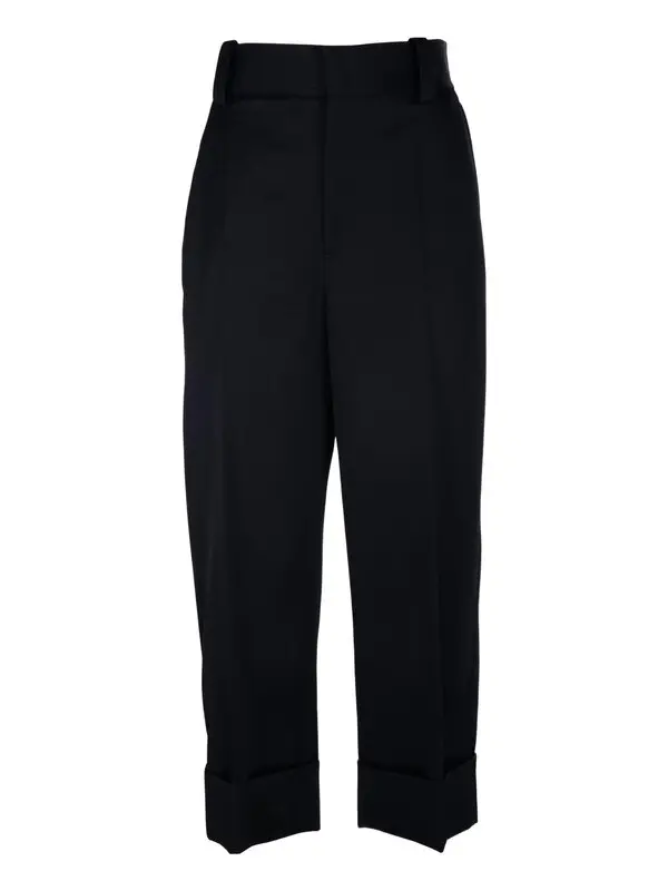 Bottega Veneta Cropped Wool Trousers With Belt Detail - Black