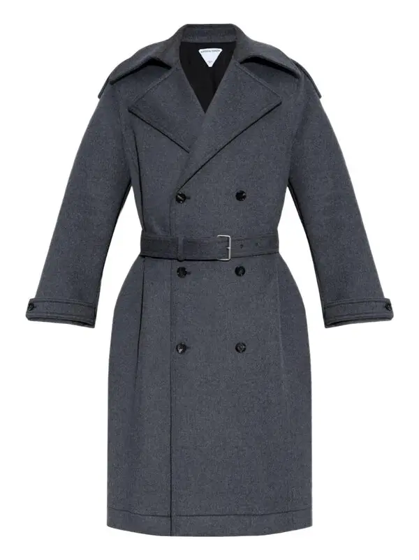 Bottega Veneta Belted Double Breasted Coat - Grey