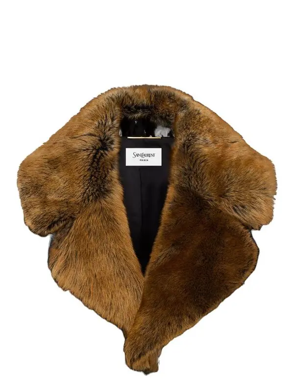 Saint Laurent Cocoon Coat In Lacquered Canvas And Shearling - Black