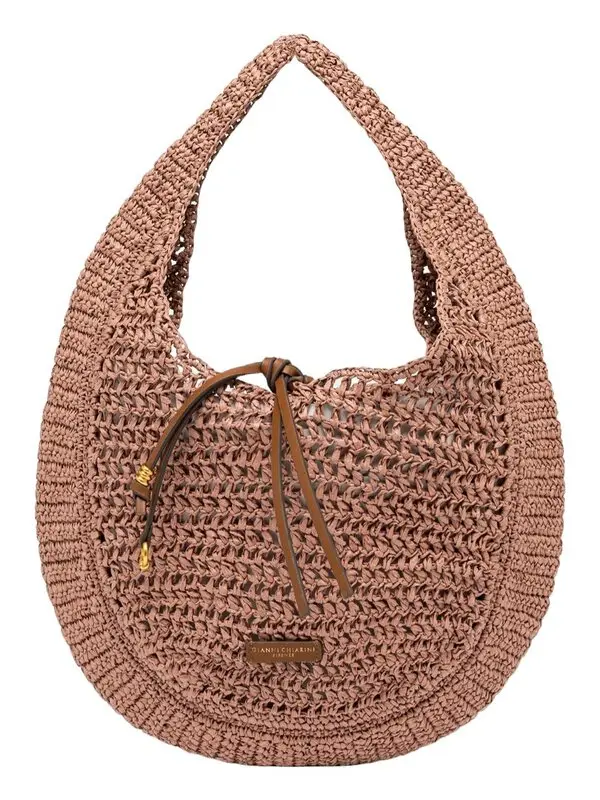 GIANNI CHIARINI Nefeli Crocheted Straw Bag - Blush