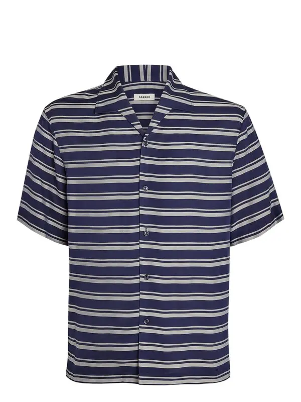 Sandro Stripe Short-sleeve Shirt - Blue