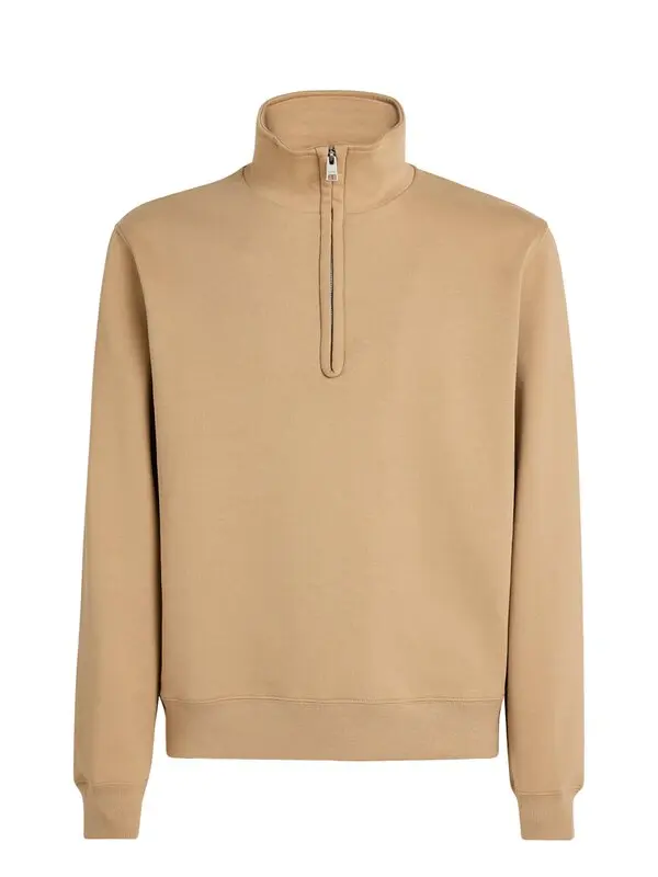 Sandro Half-zip Cotton Sweatshirt - Brown