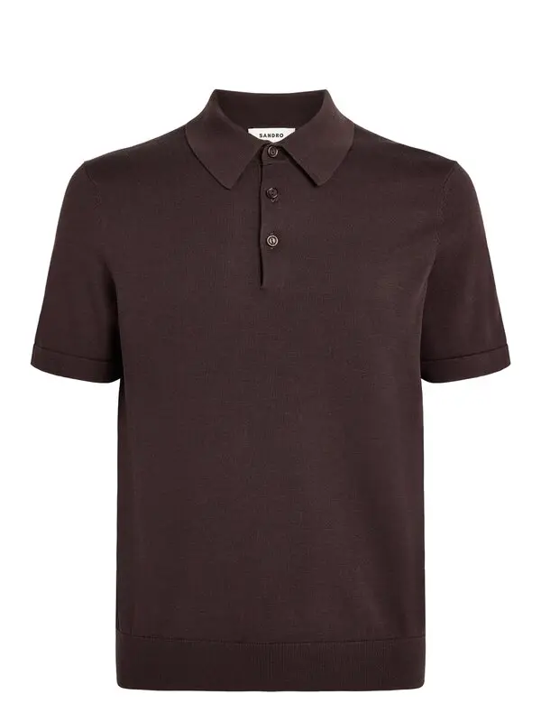 Sandro Knitted Polo Shirt - Brown