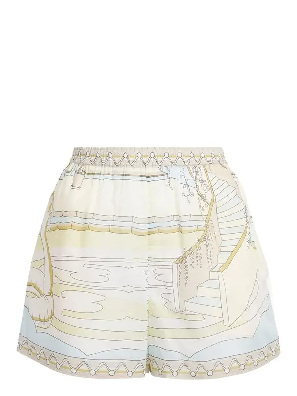 Tory Burch Printed Cotton Shorts - Beige