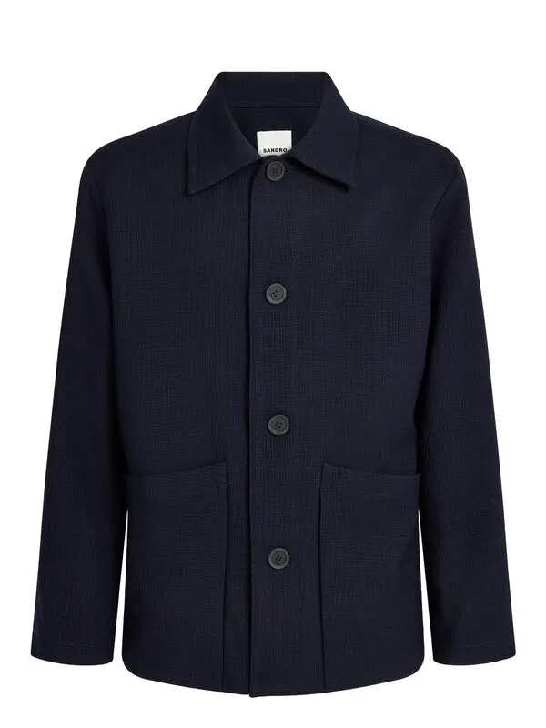 Sandro Wool Worker Overshirt - Blue