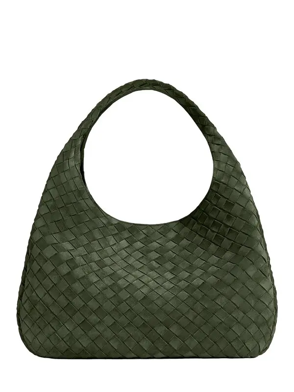 Bottega Veneta Large Suede Shoulder Bag - Green