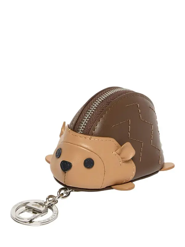 Max Mara Leather Hedgehog Bag Charm With Chain - Brown