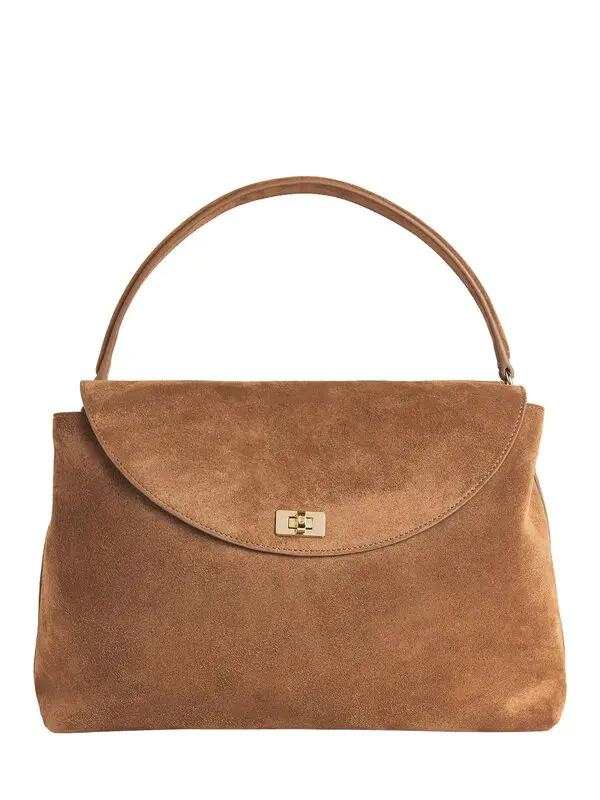 Sandro Le Grand Bazaar Suede Top-handle Bag - Beige