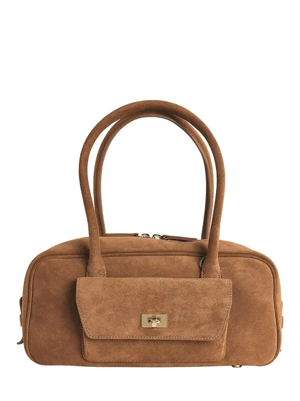 Sandro Suede Top-handle Bag - Beige