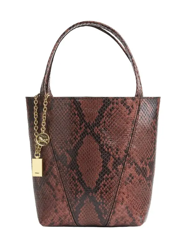 Chloé Small Spin Tote Bag In Snakeskin Effect Leather - Pink