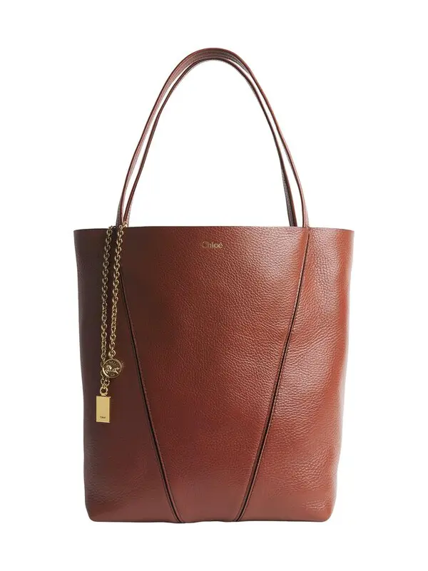 Chloé Medium Leather Spin Tote Bag - Brown