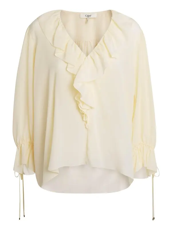 Chloé Organic Silk Off-the-shoulder Blouse - White