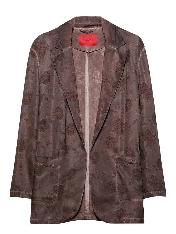 Max & Co. Floral Jacquard Open Blazer - Brown