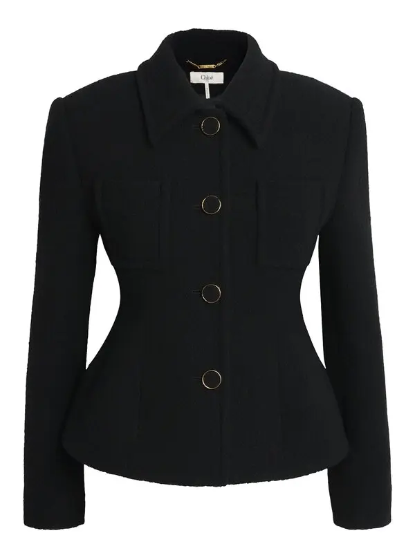 Chloé Wool-blend Fitted Tailored Jacket - Black