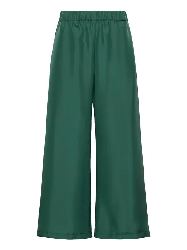 Max Mara Silk Wide-leg Trousers - Green
