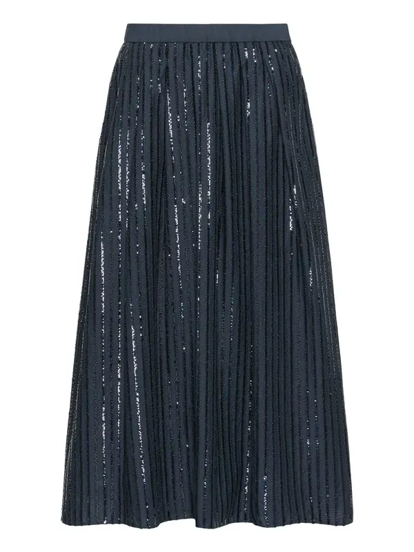 Max Mara Sequined Cotton Skirt - Navy