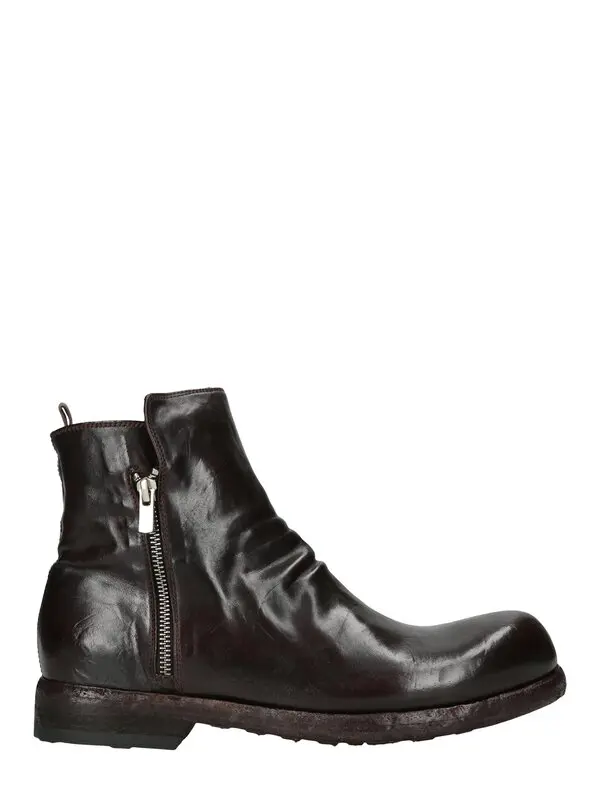 Officine Creative Leather Zip Up Ankle Boots - Brown