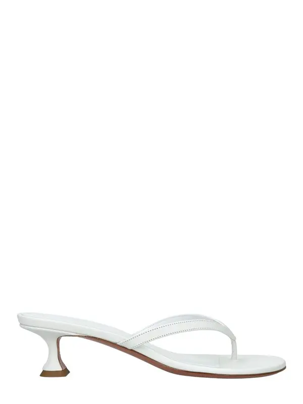 Amina Muaddi Leather Juliette Heeled Sandals - White