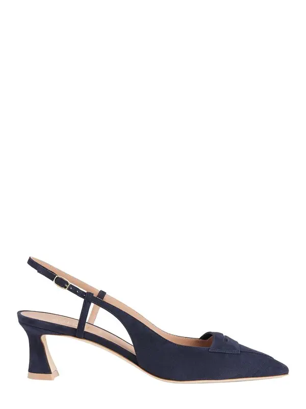 MALONE SOULIERS Suede Slingback Pumps - Navy