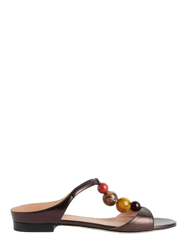 MALONE SOULIERS Metallic Leather Lena Sandals - Brown