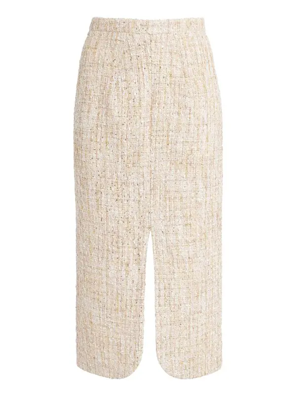 Safiyaa Tweed Embellished Midi Skirt - Pink
