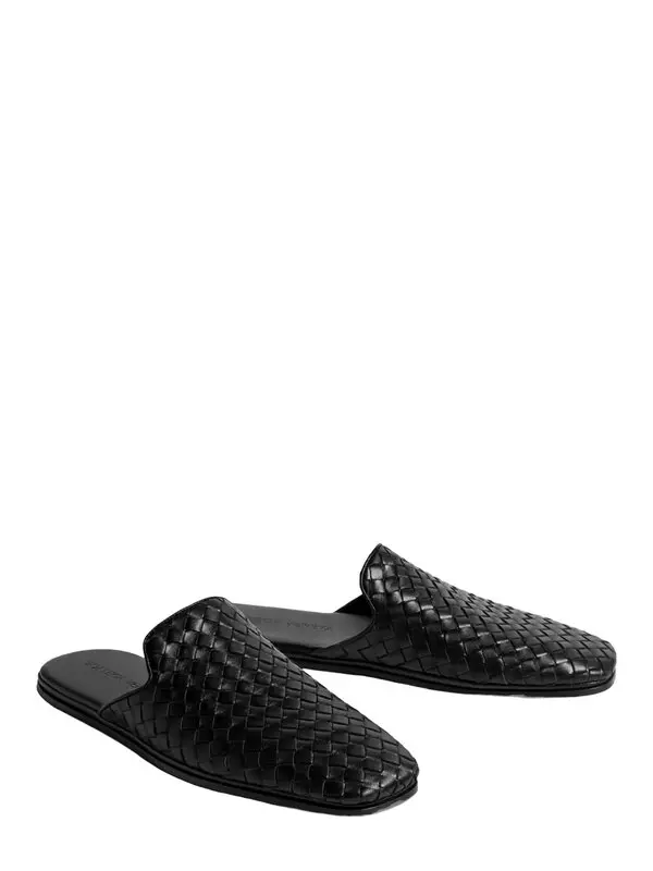 Bottega Veneta Woven Leather Slip-on Slippers - Black