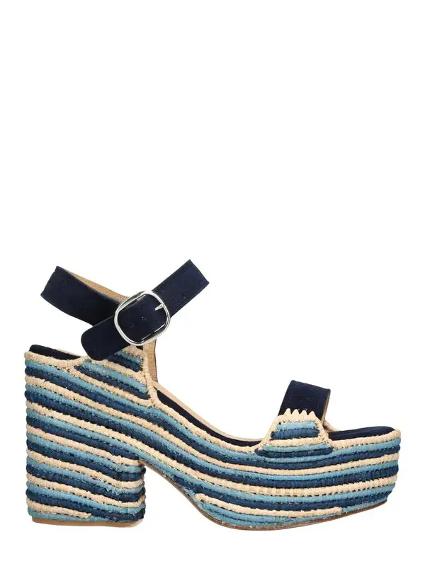 Gabriela Hearst Raffia Platform Sandals - Navy