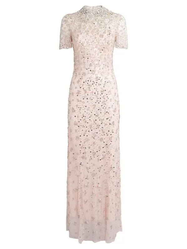 Jenny Packham Embellished Orchid Maxi Dress - Pink