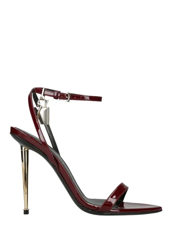 TOM FORD Patent Leather Padlock Stiletto Sandals - Red