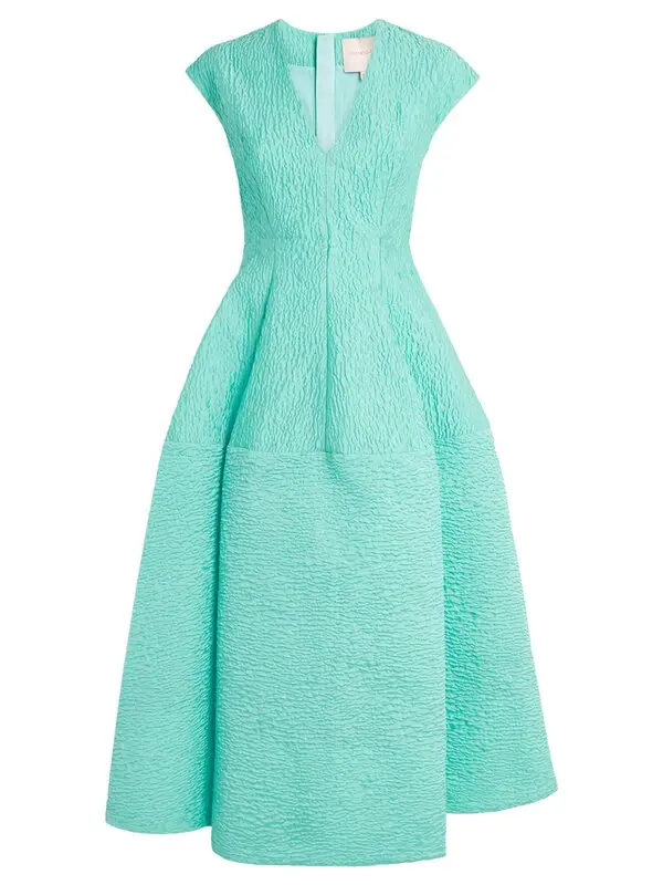 ROKSANDA V-neck Textured Midi Dress - Blue