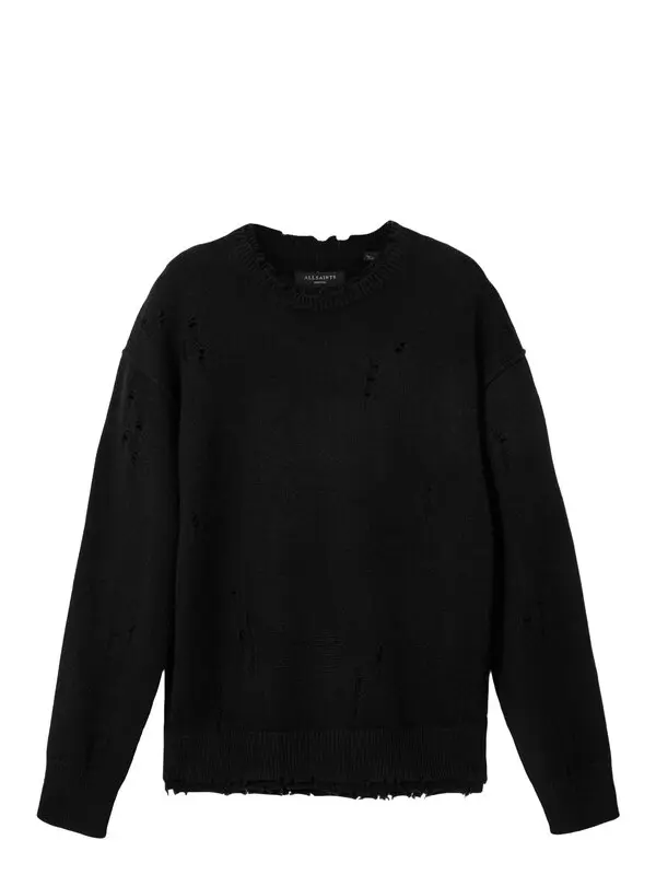 ALLSAINTS Distressed Cotton Sweater - Black