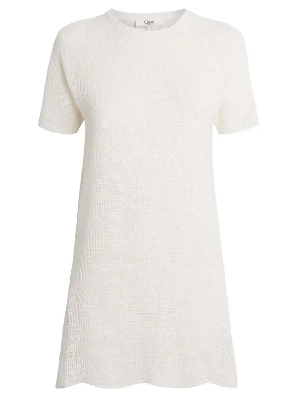 Chloé Pointelle Knit Mini Dress - White
