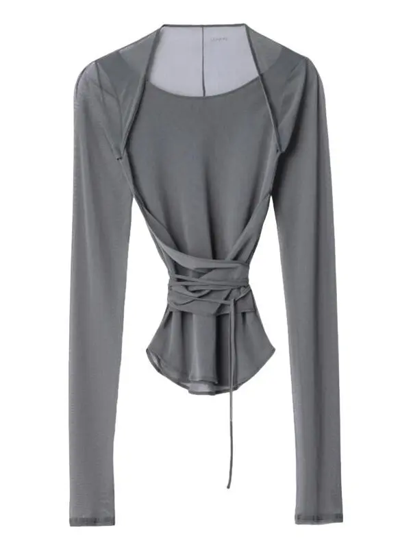 LEMAIRE Ballerina Wrap Top In Mesh Jersey - Gray