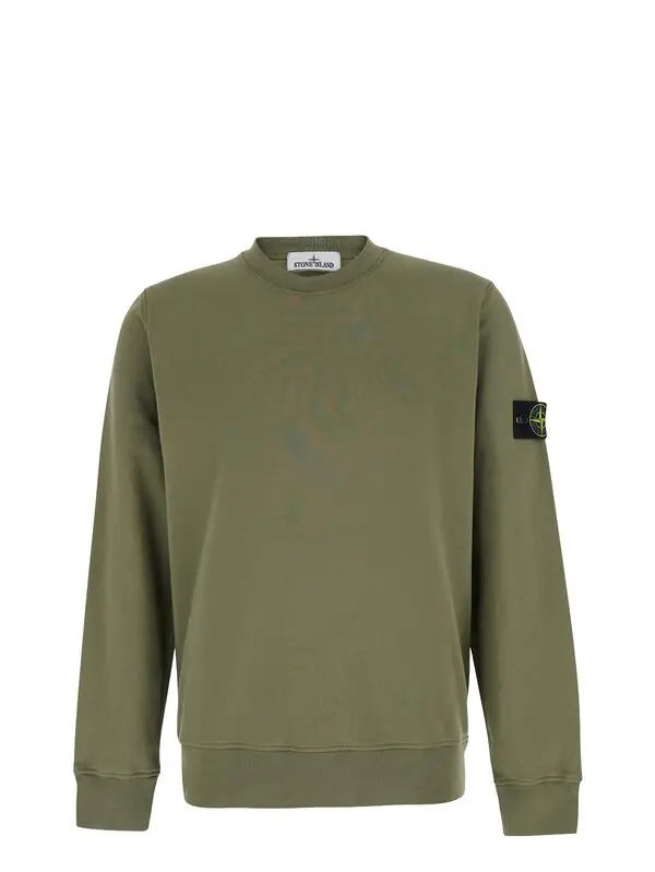 Stone Island Crewneck Sweatshirt With Logo Patch - Green