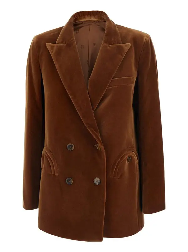 BLAZÉ MILANO Double-breasted Velvet Jacket - Brown