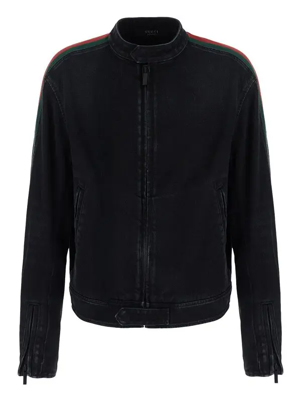 Gucci Denim Jacket With Web Detail - Multicolor