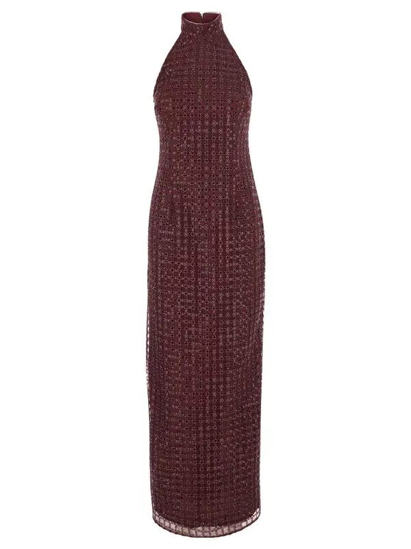 ROTATE BY BIRGER CHRISTENSEN Long Sleeveless Dress With Halterneck And Sequins - Multicolor